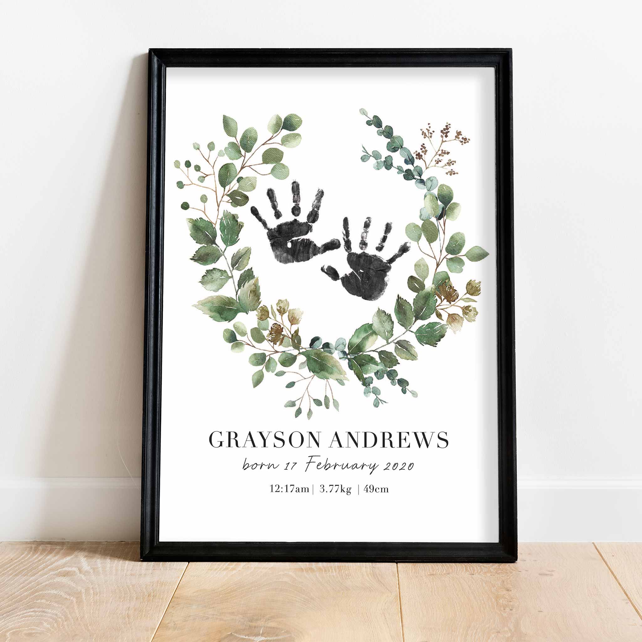 Botanical Baby Personalised Keepsake Handprints Birth Print – Sticky ...